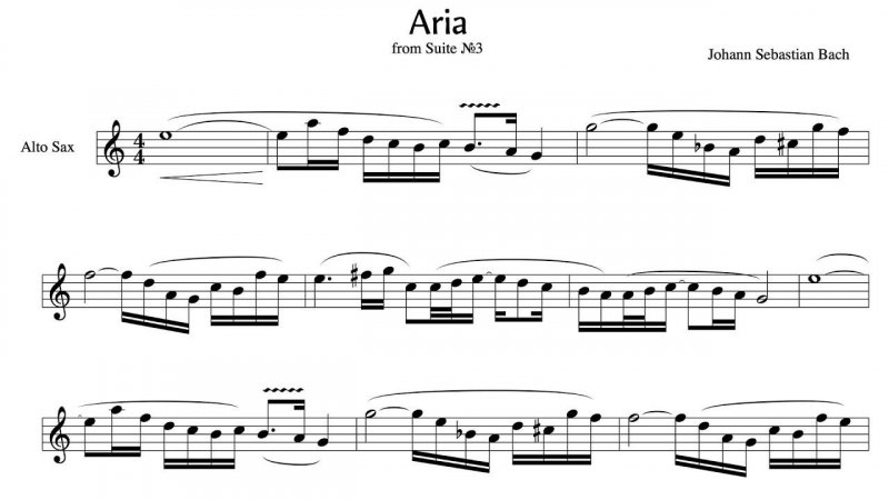 J.S. Bach - Aria (Backing track & Sheet music for Saxophone Alto) Modern version