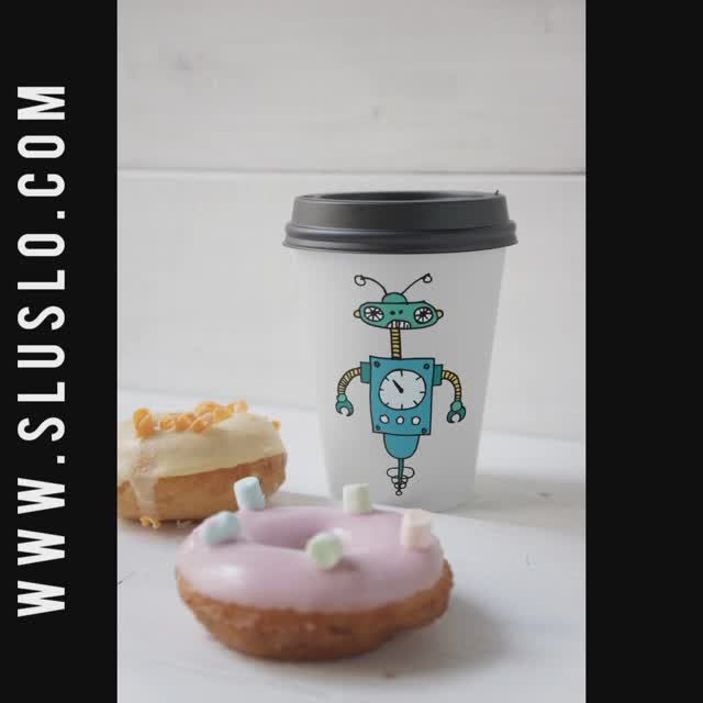 ПОЭТ КАФЕ Белгород. Рисунки на стаканчиках для кофе. Серия РОБОТЫ. Выставка роботов 2022