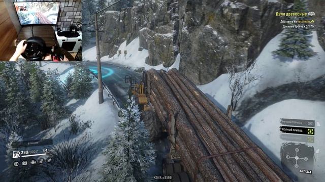 SnowRunner везу длинные бревна на лесопилку