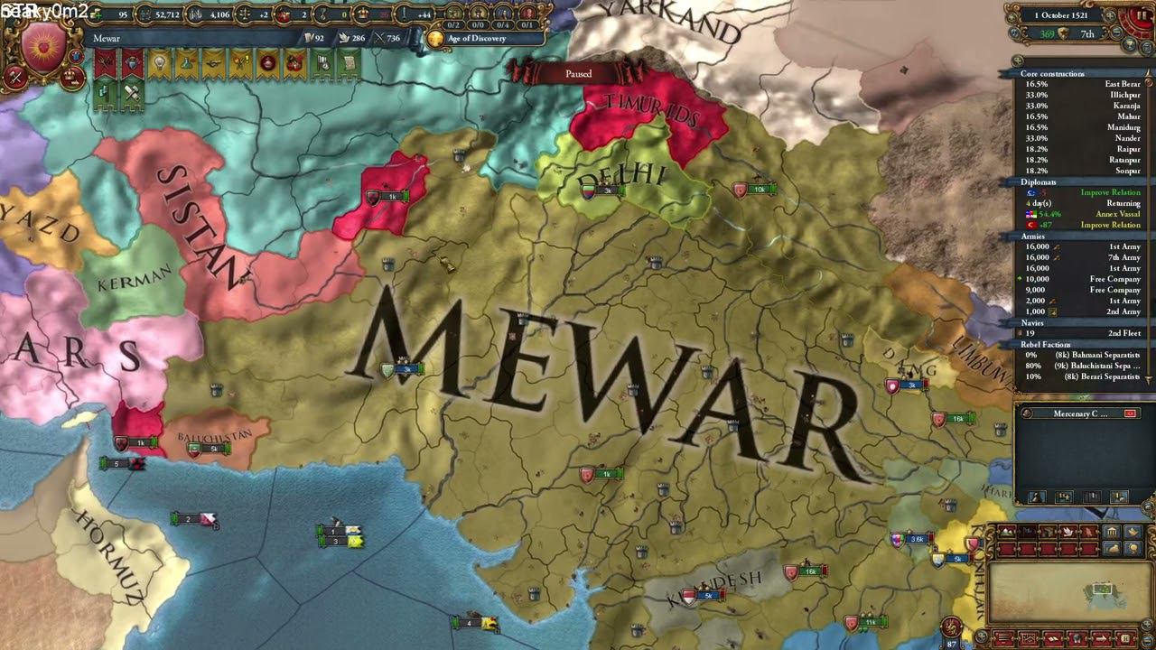 Europe Universalis IV 1.35.6 Mewar. Часть 8. 1521-1530. Спокойное расширение.