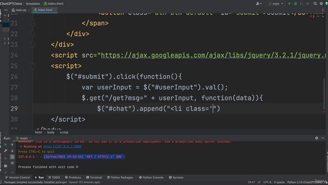 3 - Build a ChatGPT Clone using OpenAI API - 11 - Add a JS Logic to Your ChatGPT