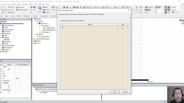 Designing and simulating a Dipole in Ansys HFSS Student Version