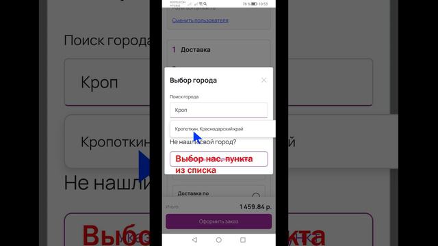 vega-cosmetica.ru (mobile. навигация, нас. пункт для доставки), v.2