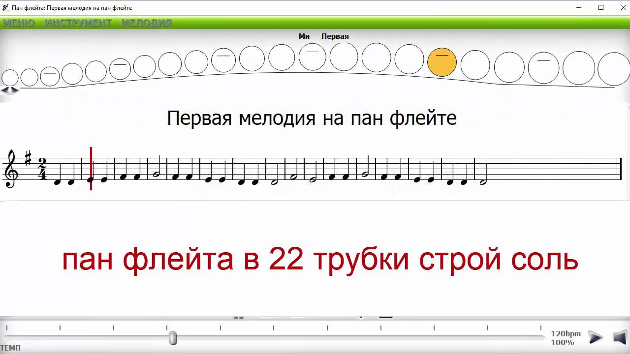 Первая мелодия на флейте Пана в соль мажоре.