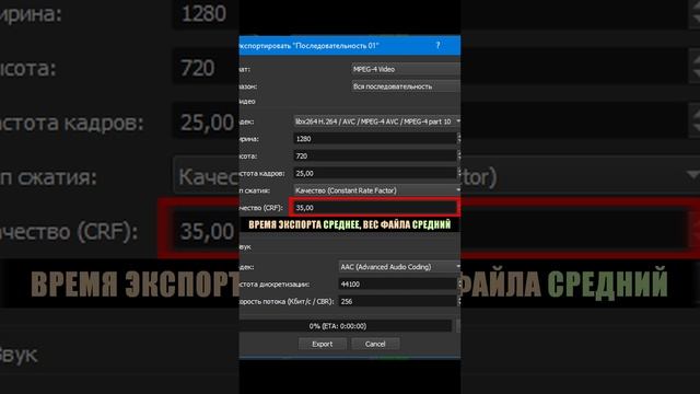Olive video editor - для новичков. Настройка экспорта - качество картинки