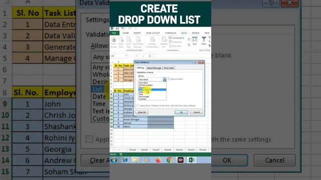 MAKE DROP DOWN LIST #excel #advanceexcel #spreadsheet #how #education #workfromhome #exceltutorial