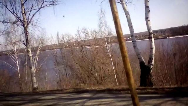 Вид из тролейбуса №3 на Волгу в районе Тандема 10.04.2021г