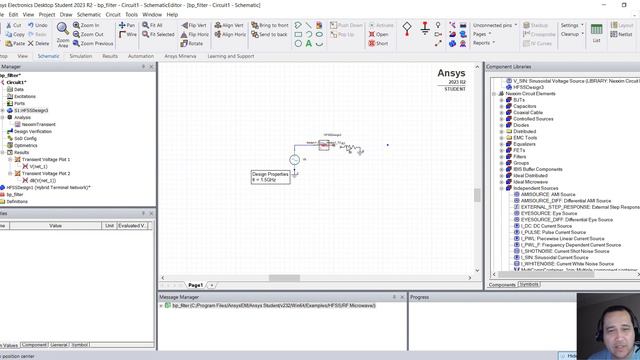Integrating a 3D HFSS band pass filter into circuits using Ansys Student Version