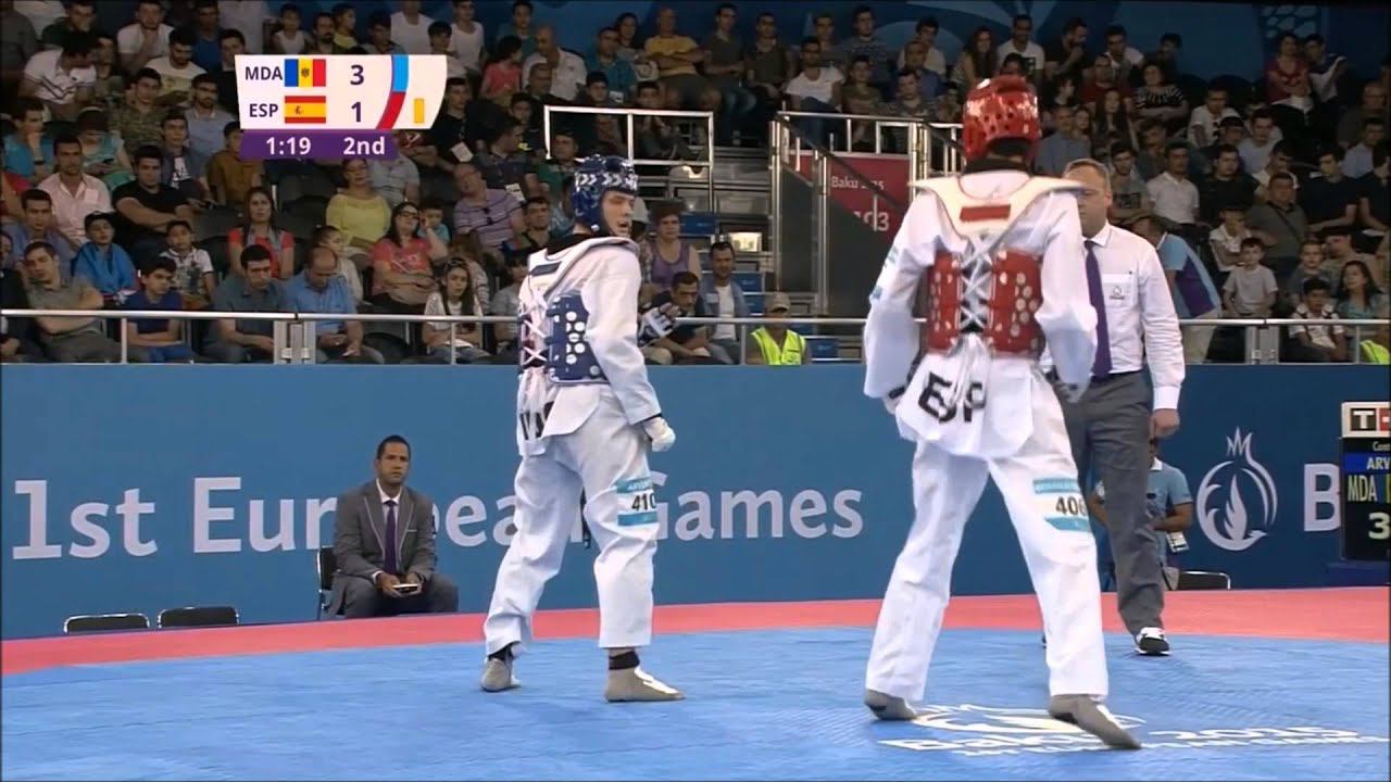 Taekwondo WTF. Baku 2015 European Games. Bronze final. M-68. Arventii-Gonzalez Bonilla.