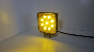 Cветодиодная фара 27W 9 led Epistar 12-24 вольт ближнего оранжевого света с фильтром