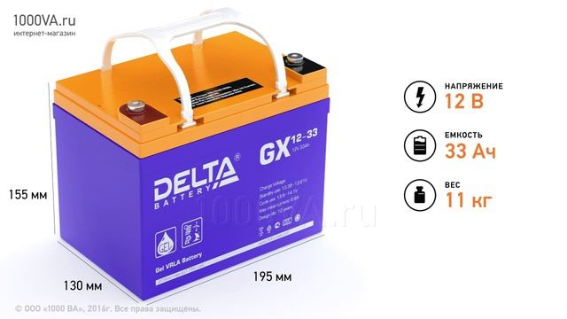 Delta GX 12-33 - аккумулятор 12 В 33 Ач. GEL. Видео обзор