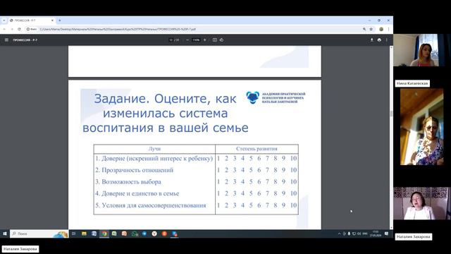 ПОследнее занятие с родителями