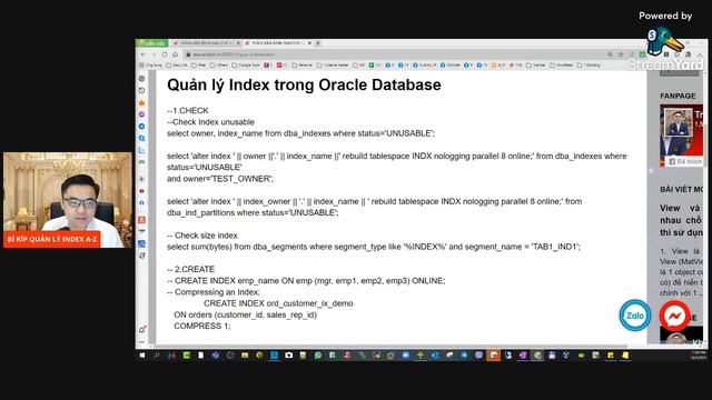 BÍ KÍp TẠo Index TỐi Ưu A Z Trong Oracle Database Livestream TrẦn VĂn BÌnh Oracle Master