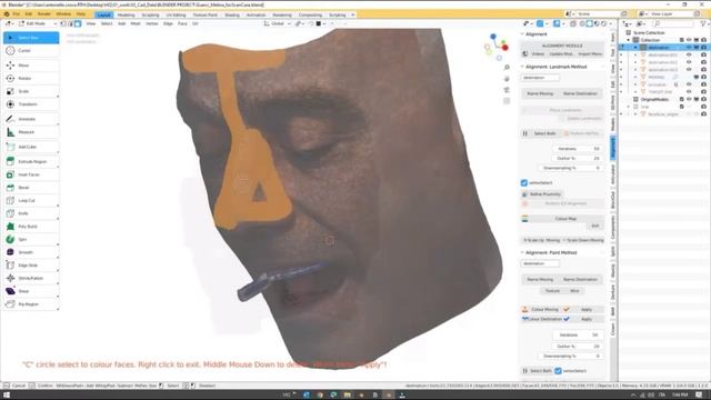 Сопоставление скана лица с телефона и скана челюсти в Blender