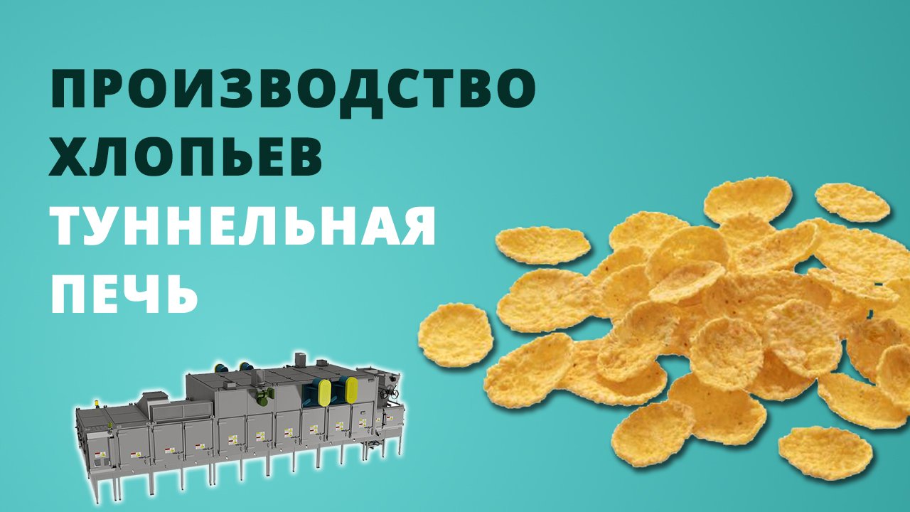 Линия для обжарки хлопьев. Туннельная печь