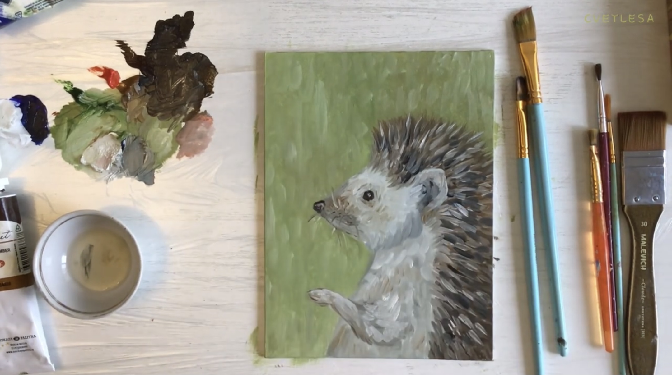 ?Не спеша рисую ёжика?Картина маслом на холсте?️ Oil paint