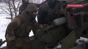 Работа пушек Гиацинт-б в зоне СВО