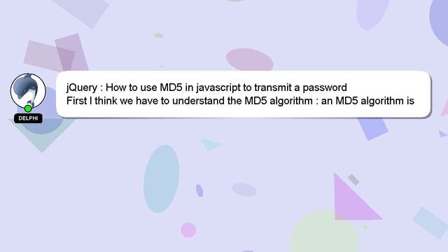 jQuery : How to use MD5 in javascript to transmit a password – смотреть онлайн видео от Контроль ...