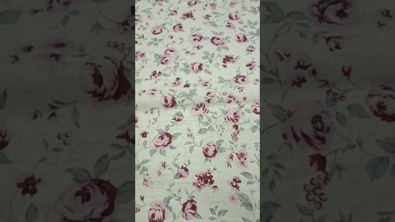 Льняная  ткань широкая для постельного белья Мелкая розочка на сером