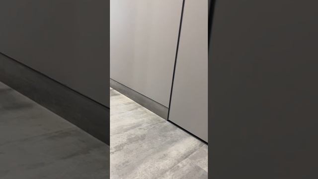 Дверь скрытого монтажа с чёрным профилем, высокая дверь. TileKraft
