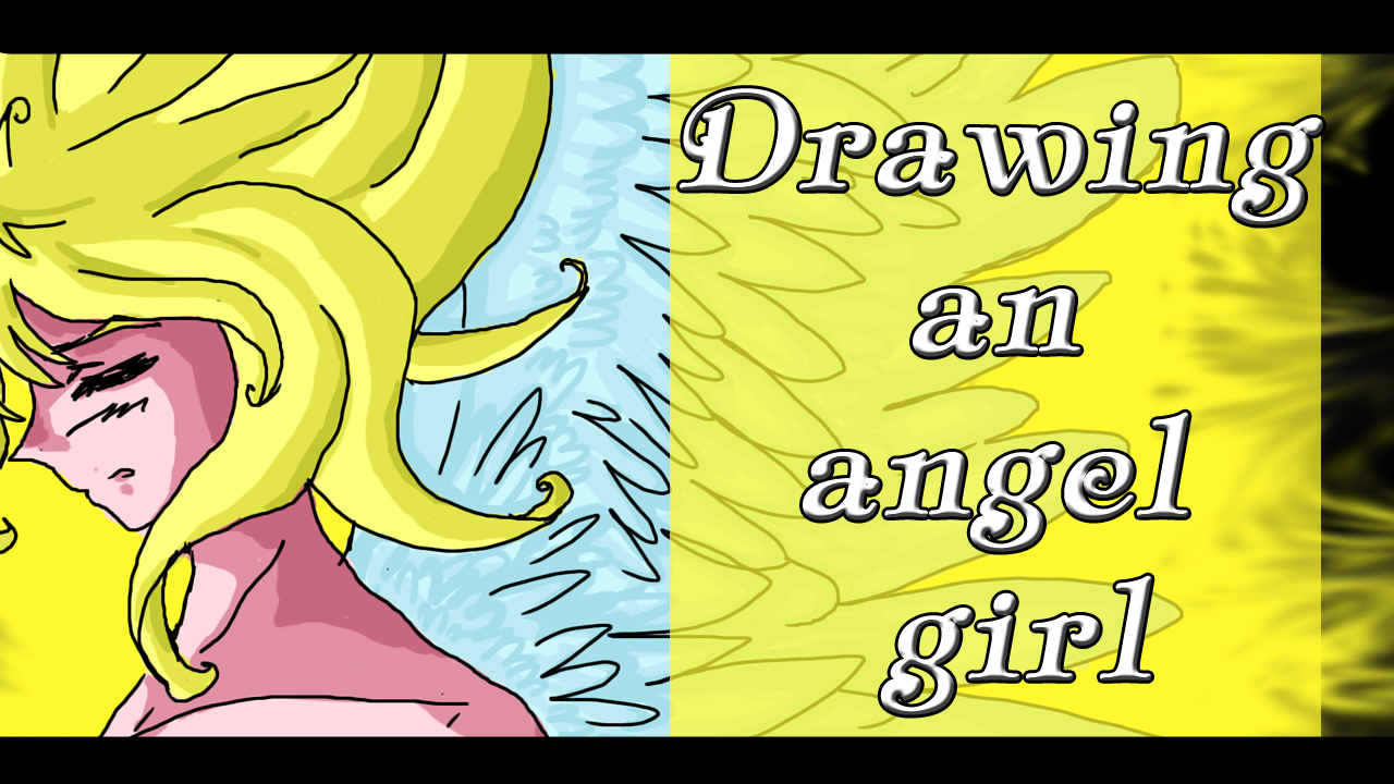 Рисую девушку ангела на графическом планшете