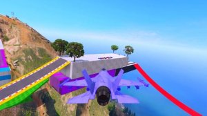 GTA V Super Stunt Car Racing Challenge By Trevor and Friends With Amazing Race Cars Planes and Boat