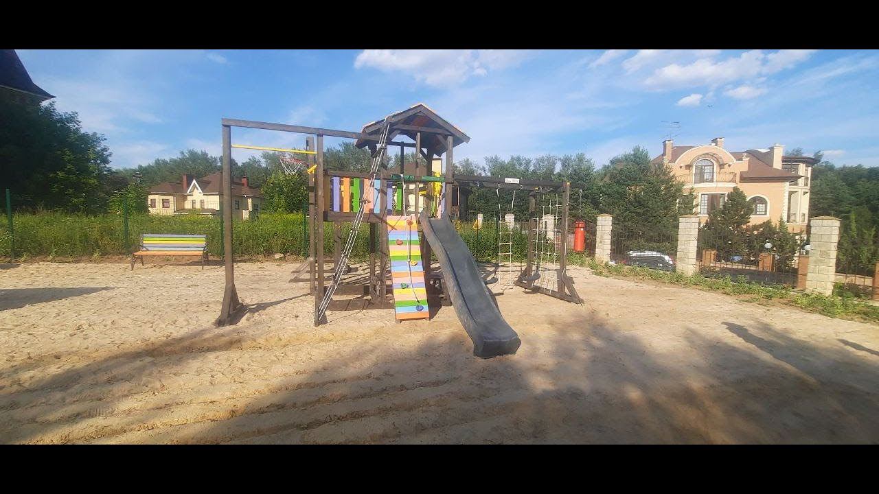 Детская площадка Савушка black 2, песочница Сава 3 black, скамейки и качели Савушка