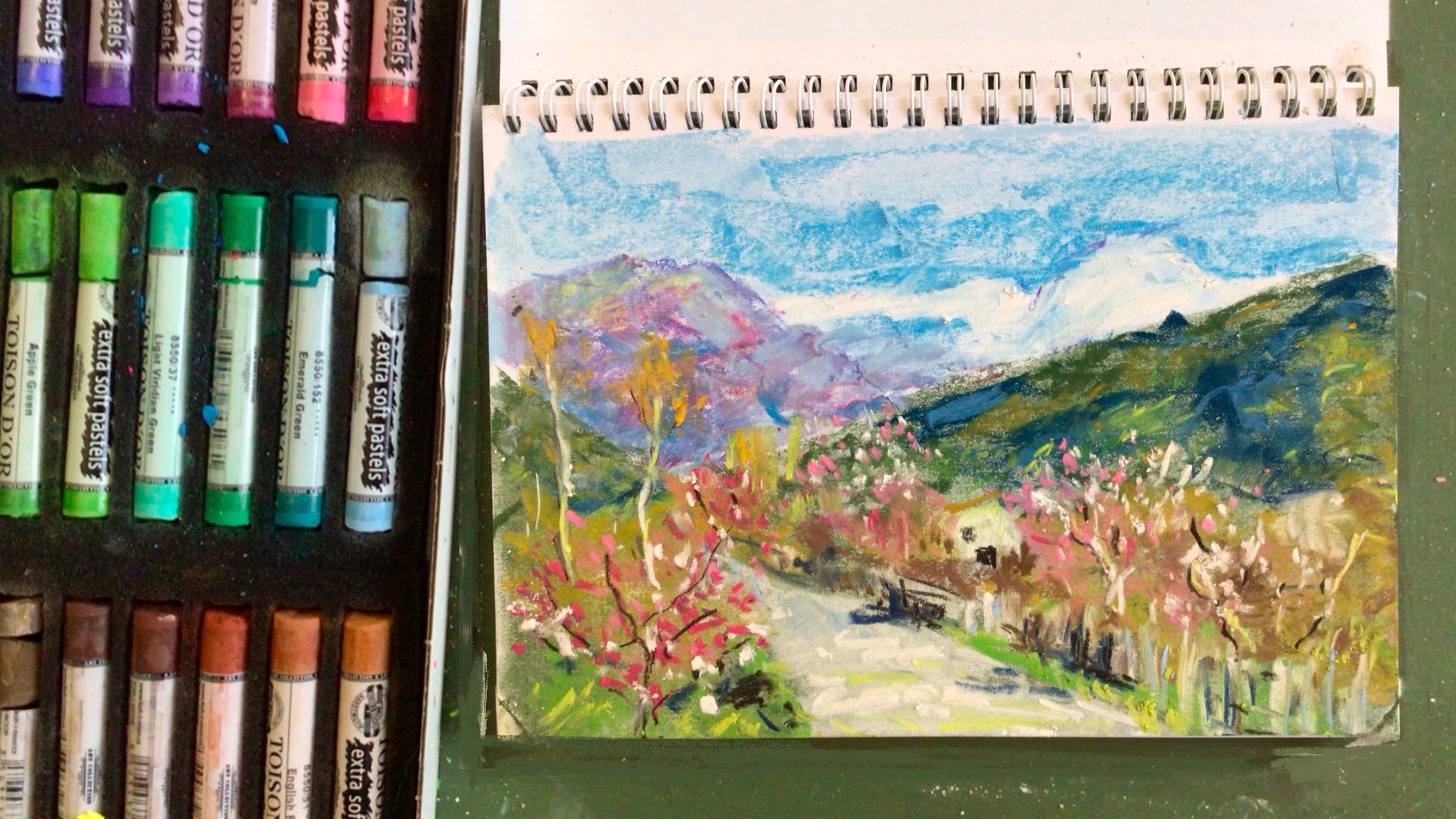 🌸 Не спеша рисую весну в Италии по мотивам Левитана сухой пастелью 🎨 Pastel 💖