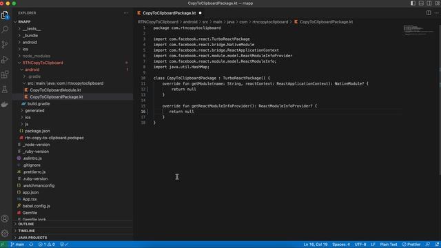 How to copy text to clipboard using react native's new architecture without third party library ...