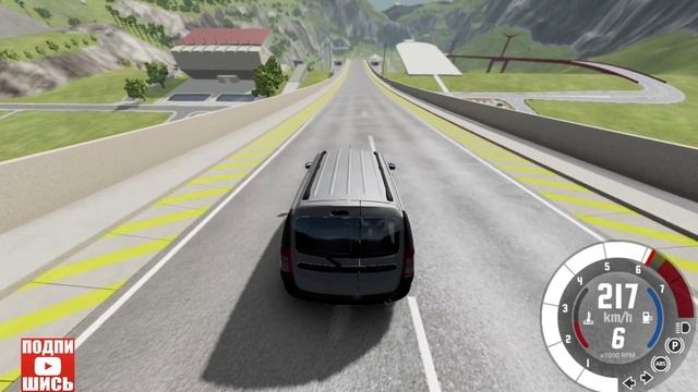 BeamNG Drive Прыжок в длину на автомобиле! (Lada Largus) Мод патруль!