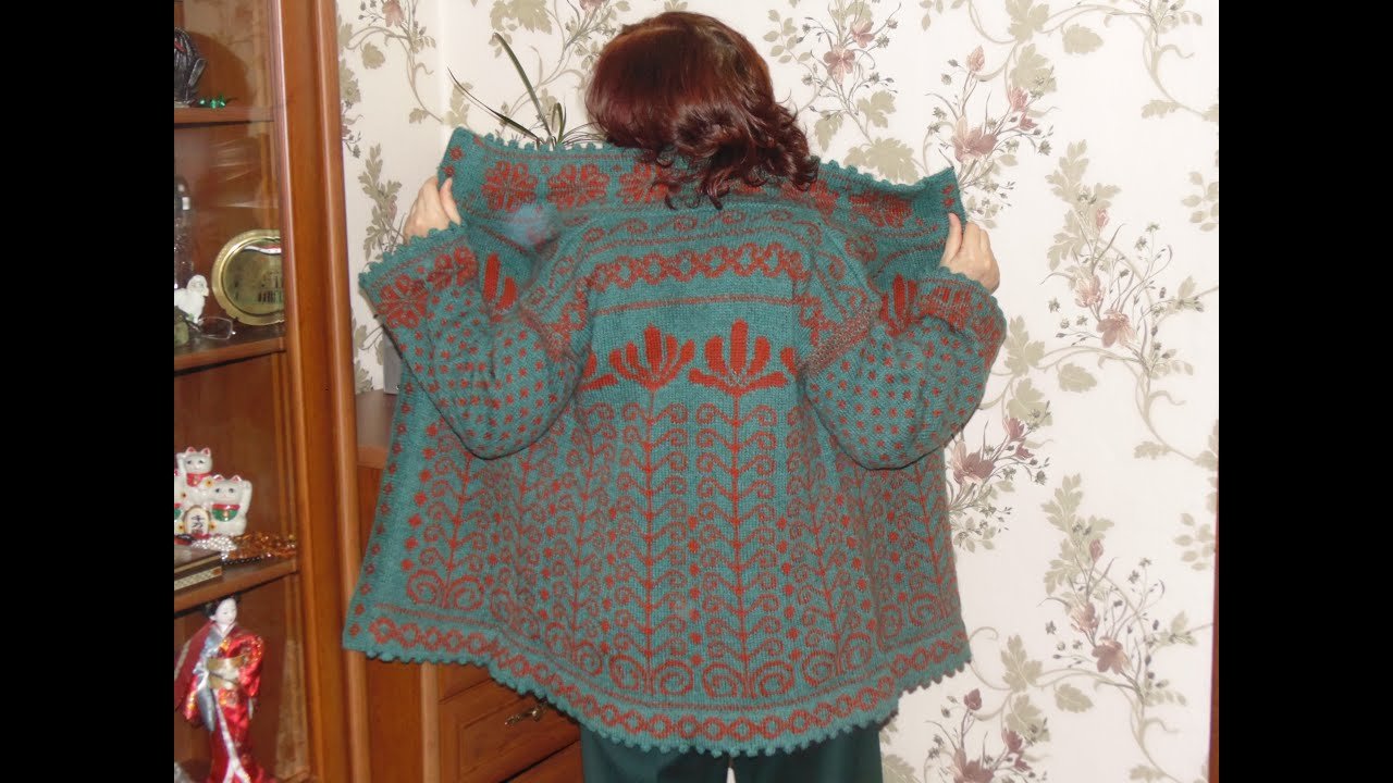 Вязаный гардероб. Кардиган Бирюза+терракота. Вяжу сама. Пряжа Lopi.