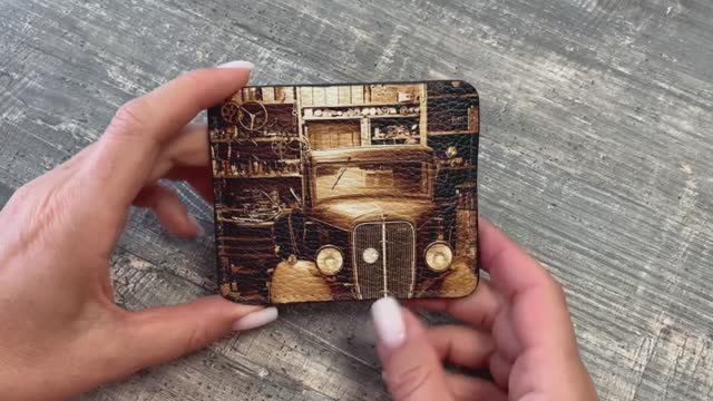 Картхолдер черный мужской Eshemoda "Гараж"