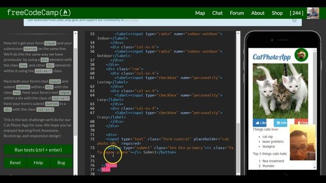 Line up Form Elements Responsively with Bootstrap freeCodeCamp Bootstrap Review lesson 18 ...