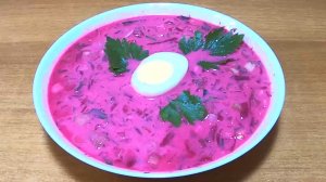 Летний холодный свекольник. Хрустящие огурчиками и редиска