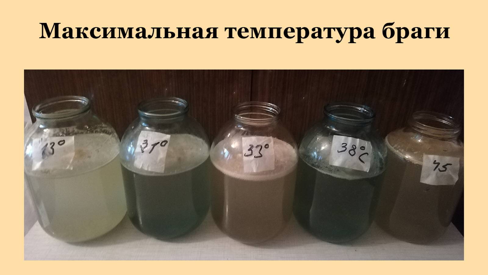 Максимальная температура браги.