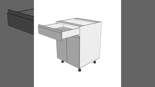 Кухонный шкаф с распашными фасадами и ящиком для проектирования мебели в программе SketchUp
