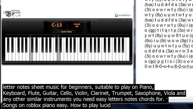 How to play piano on roblox easy roblox theme song easy piano letter ...