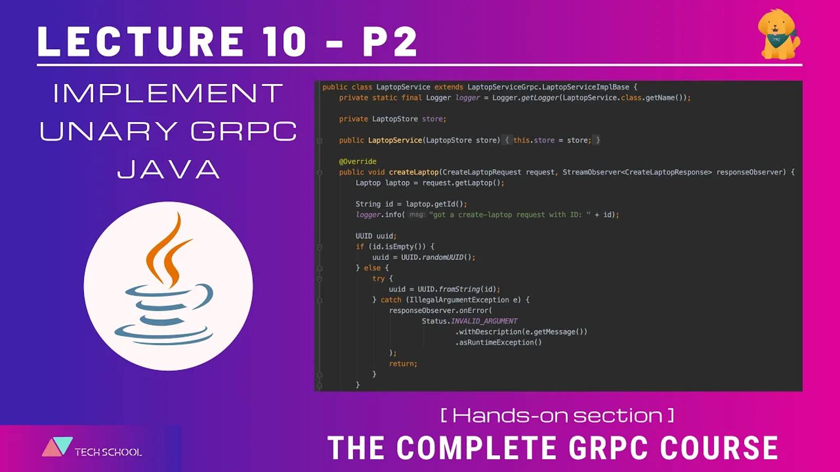 TECH SCHOOL - [gRPC #10.2] Implement unary gRPC API - Java