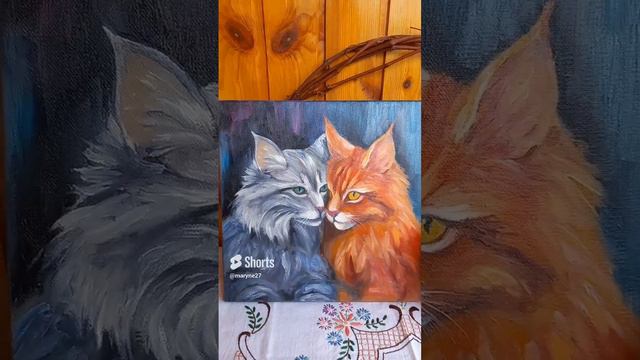 Картина маслом "Котики"