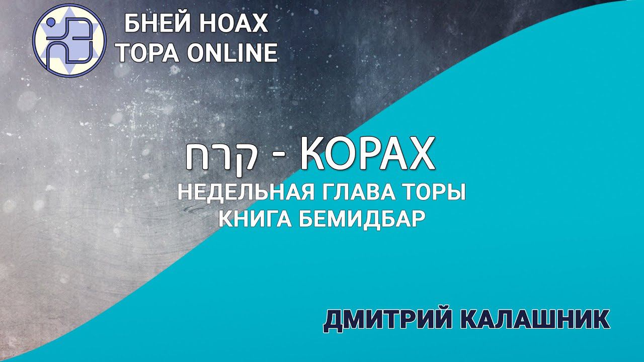 Недельная глава Торы - Парашат а-шавуа - "Корах" 5784/2024. Дмитрий Калашник