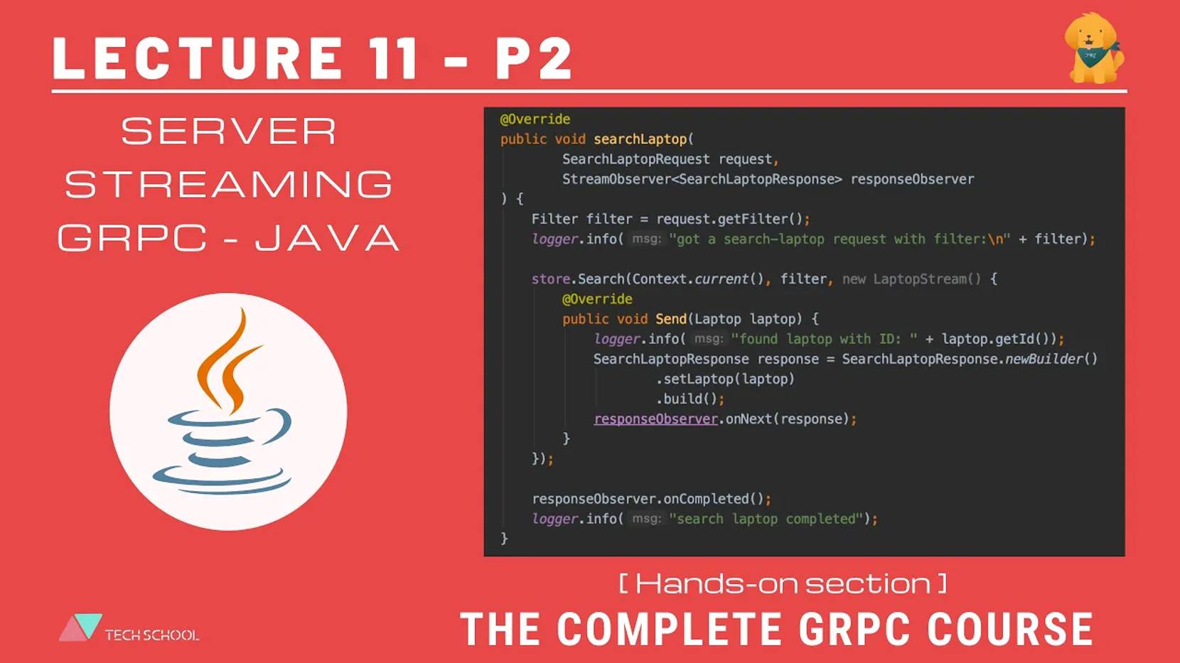 TECH SCHOOL - [gRPC #11.2] Implement server-streaming gRPC API - Java
