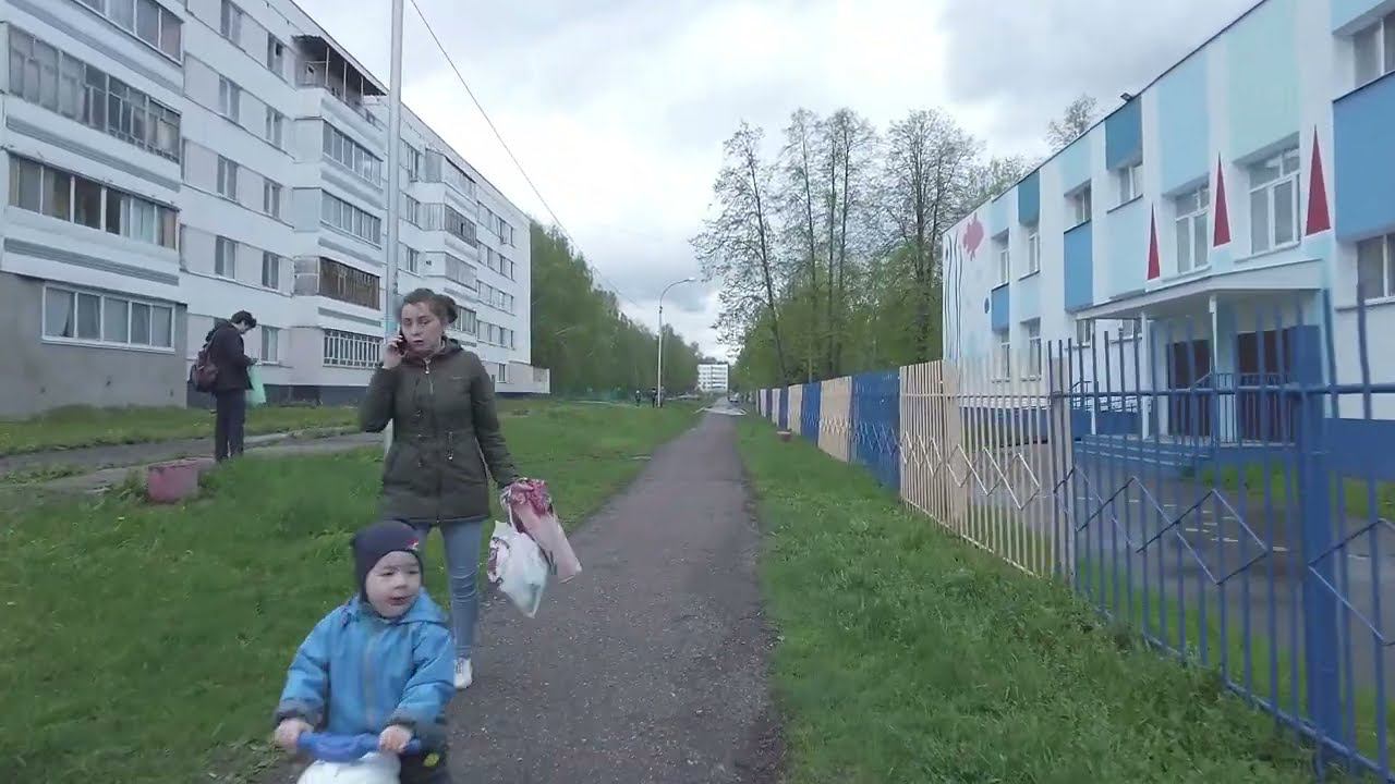 Набережные Челны, ЗЯБ, школа №7, 17 комплекс. Пешие прогулки с камерой, звуки города. Май 2022 года