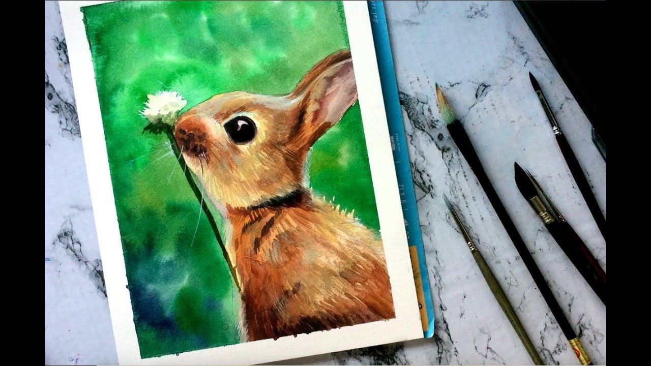 Зайчик акварелью Speedpaint