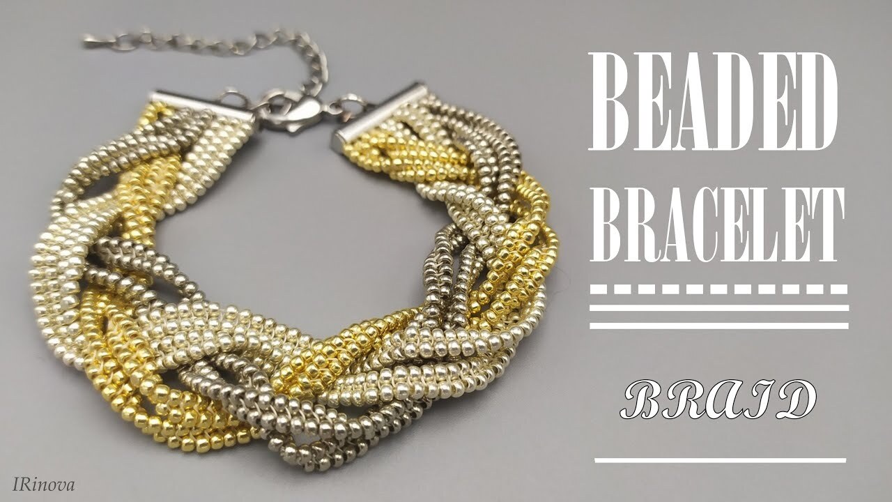 КАК СДЕЛАТЬ БРАСЛЕТ ИЗ БИСЕРА СВОИМИ РУКАМИ  _КОСА_ _ HOW TO MAKE A BRACELET FROM BEADS  _BRAID_