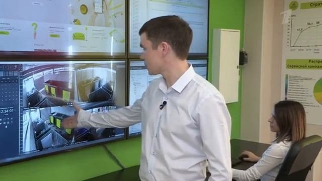Репортаж 1 канала о системе видеонаблюдения на контейнерных площадках в ЖК ART City, октябрь 2021