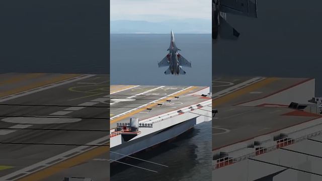 Su-33 cobra landing on aircraft carrier in DCS.