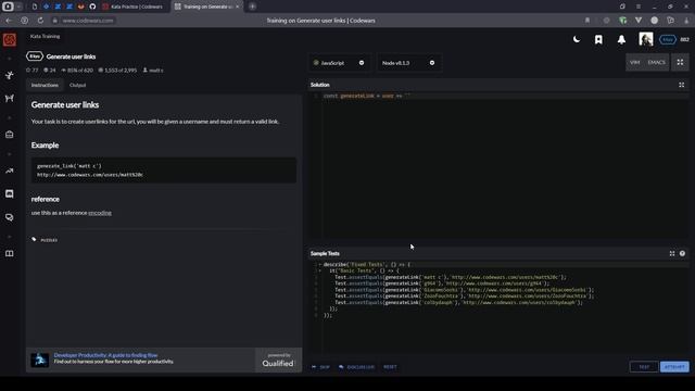 Задачки с Codewars - 8 kuy - Generate User Links