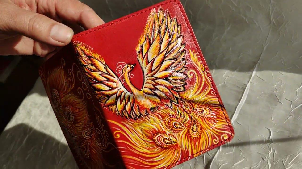Обложка для паспорта и авто документов. Изделия из кожи. СКСтиль. Видео обзор: Жар-птица 2.