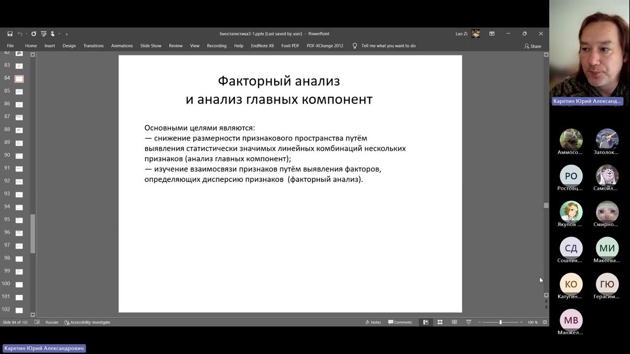 Биостатистика - Факторный анализ  2023 12 23