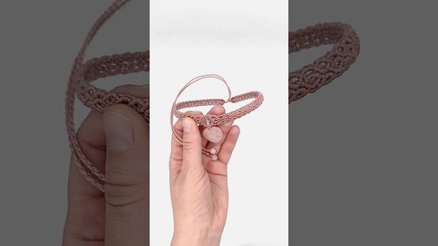 Чокер с розовым кварцем - натуральный камень розовый кварц - чокер с сердечком на шею
